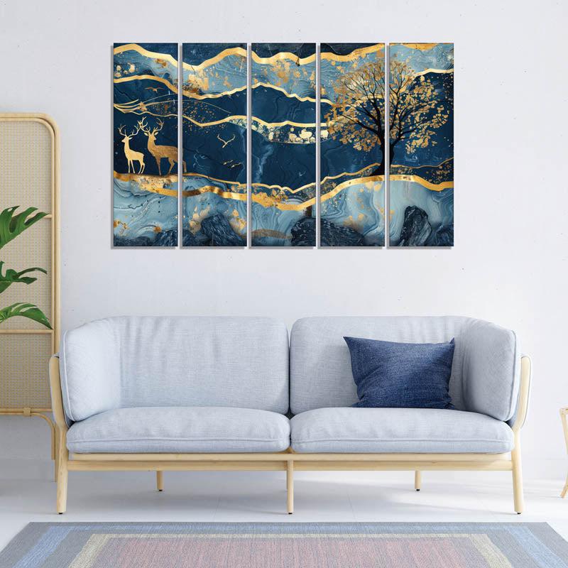 Buy Goldline Ethereal Wall Painting - Set Of Five Online in India | Vaaree