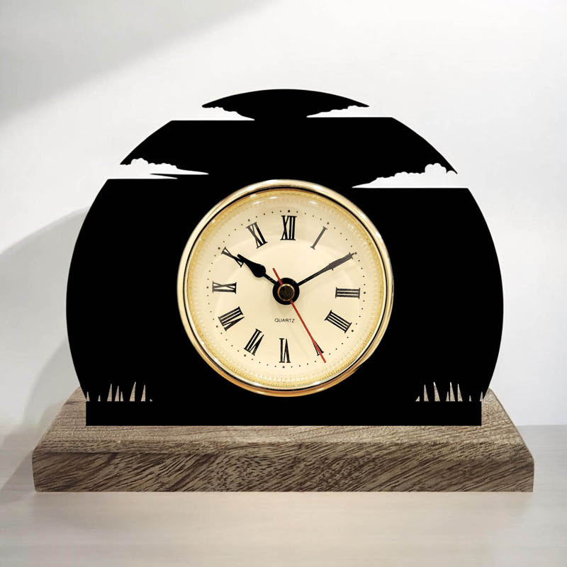 Buy Epoch Iron & Mango Wood Table Clock Online in India | Vaaree