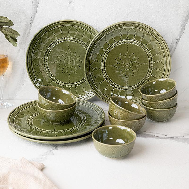 Buy Ekta Dining Set (Moss Green) - Twelve Piece Set Online in India ...