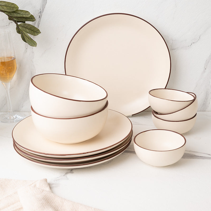 Buy Riddo Dinnerware (Off White) - Ten Piece Set Online in India | Vaaree