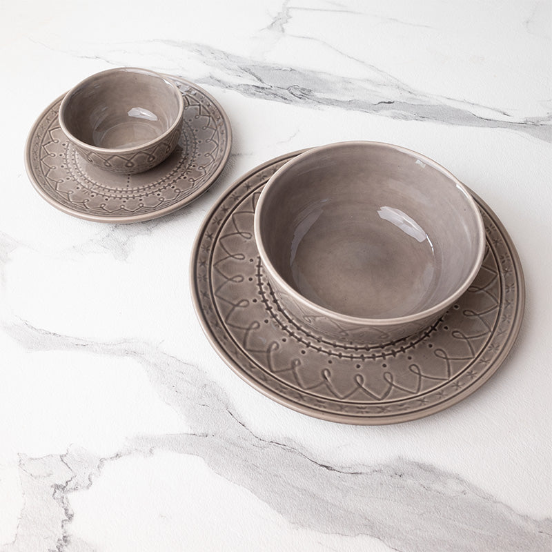 Buy Ekta Dinnerware (Ash Grey) - Fourteen Piece Set Online in India ...