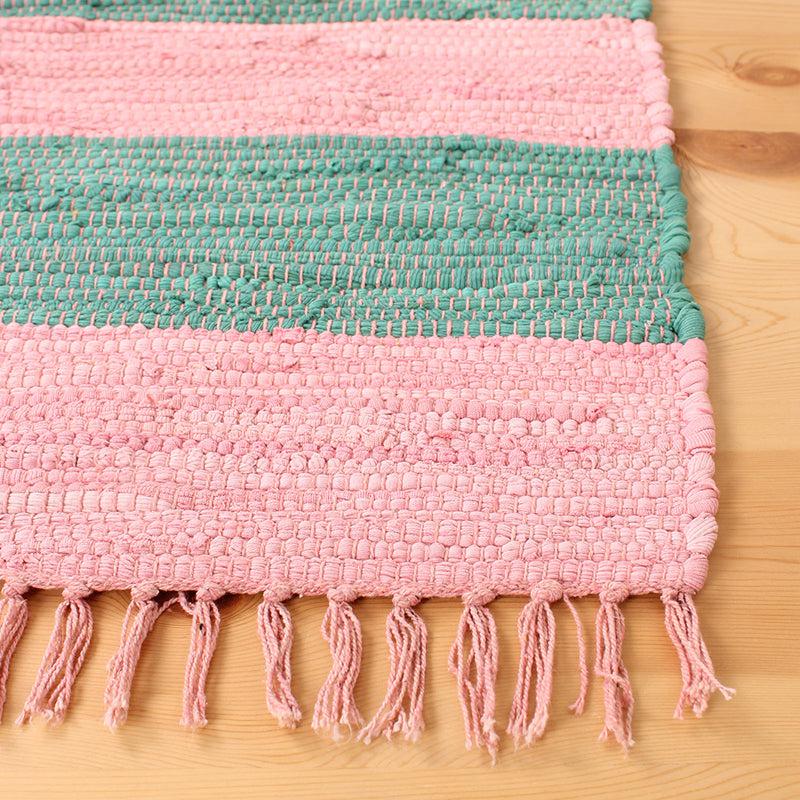 Buy Varo Recycled Chindi Rug - Pink & Green Online in India | Vaaree