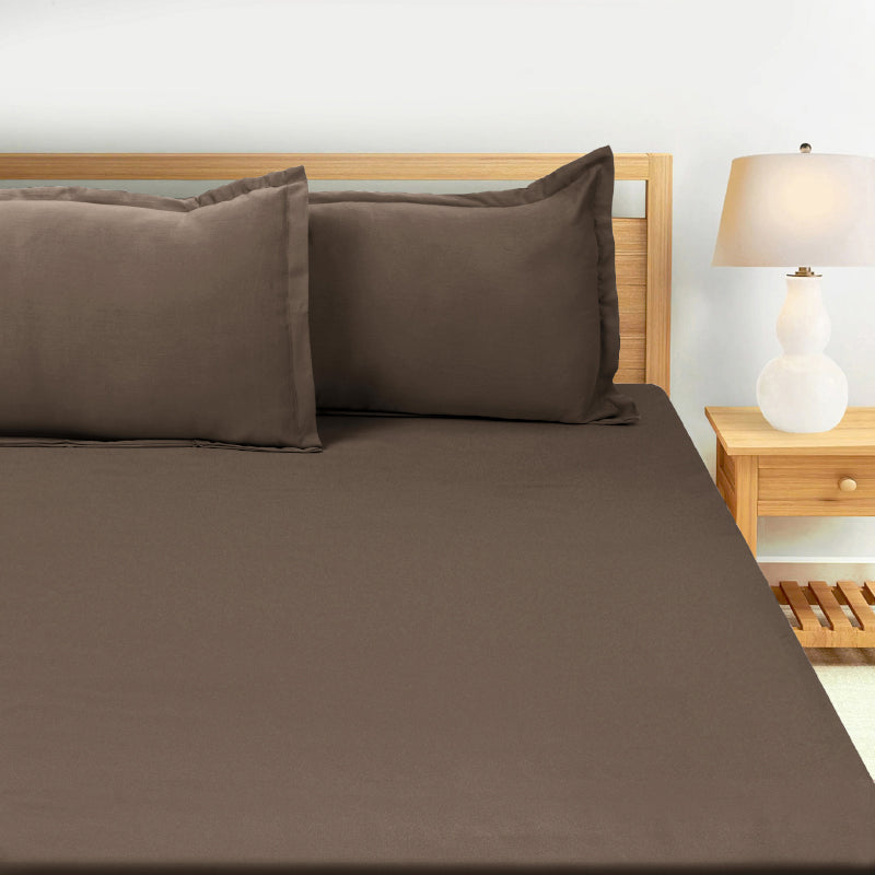 Buy Sanumi Solid Bedsheet - Chocolate Brown Online in India | Vaaree