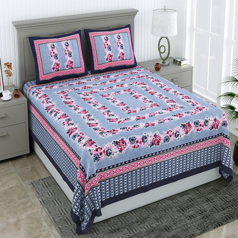 Buy Thiva Floral Bedsheet - Light Blue Online in India | Vaaree