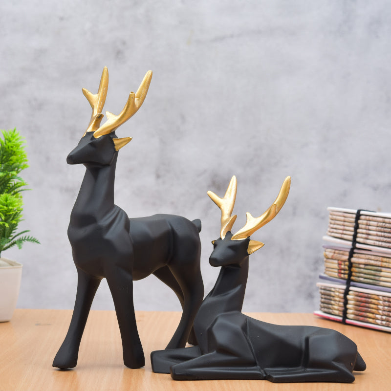 Buy Deer Repose Showpiece (Black) - Set Of Two Online in India | Vaaree