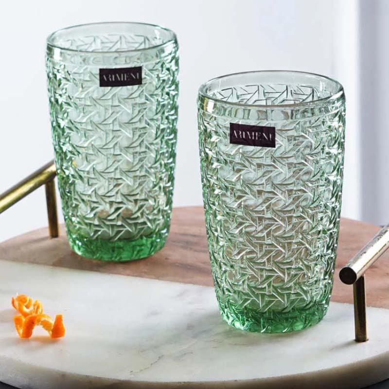 Buy Elixir Tall Glass (Green) (390 ml ) - Set Of Four Online in India | Vaaree