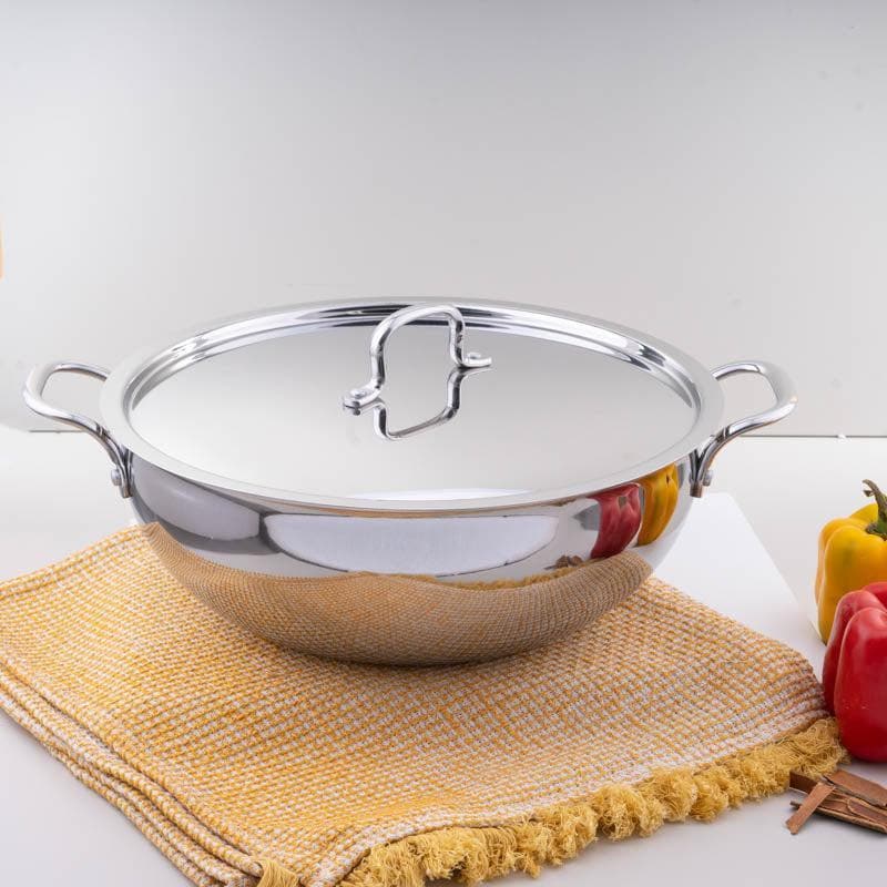Buy Kahlo Stainless Steel Deep Kadhai With Lid 6000 ML / 12 Inches ...