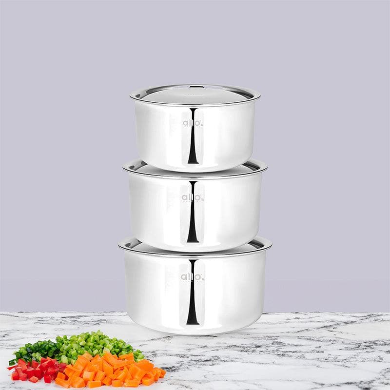 Buy Gusto Stainless Steel Pot (1700, 2700, 3800 ML) - Set Of Three ...