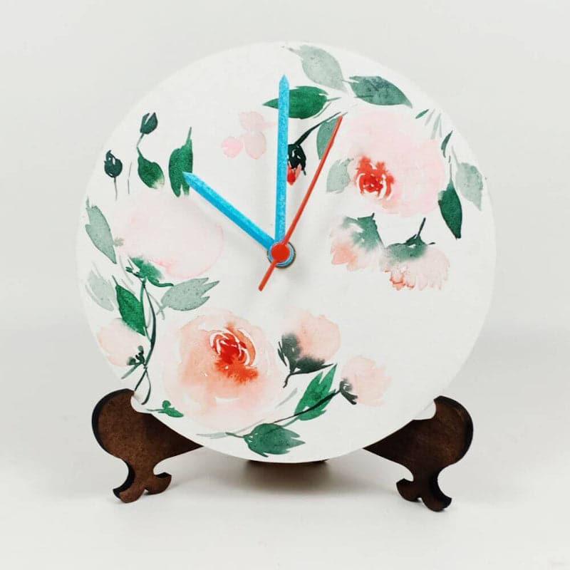 Buy Halo Pastel Flora Handpainted Table Clock Online in India | Vaaree