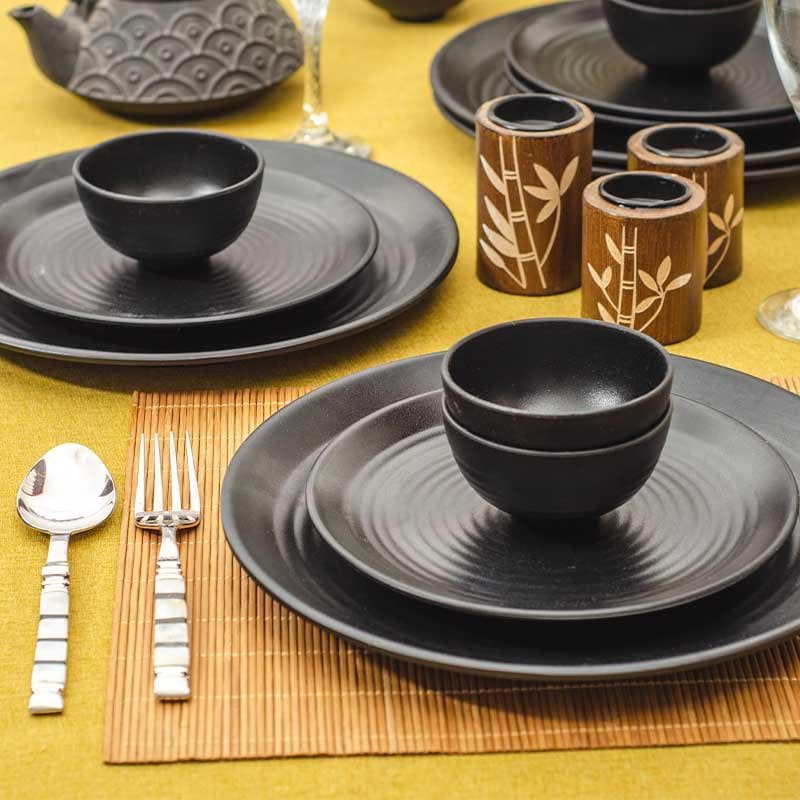 Buy Earthy Attic Dinner Set (Black) - Sixteen Piece Set Online in India ...